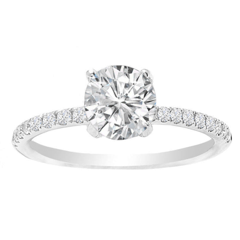 Remily Hidden Halo Diamond Engagement Ring in 14K White Gold; 1.50 cwt